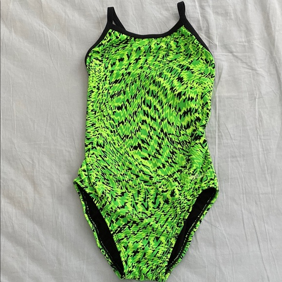Dolfin | Swim | Dolfin Girl Green And Black Swirl Onepiece Open Back ...